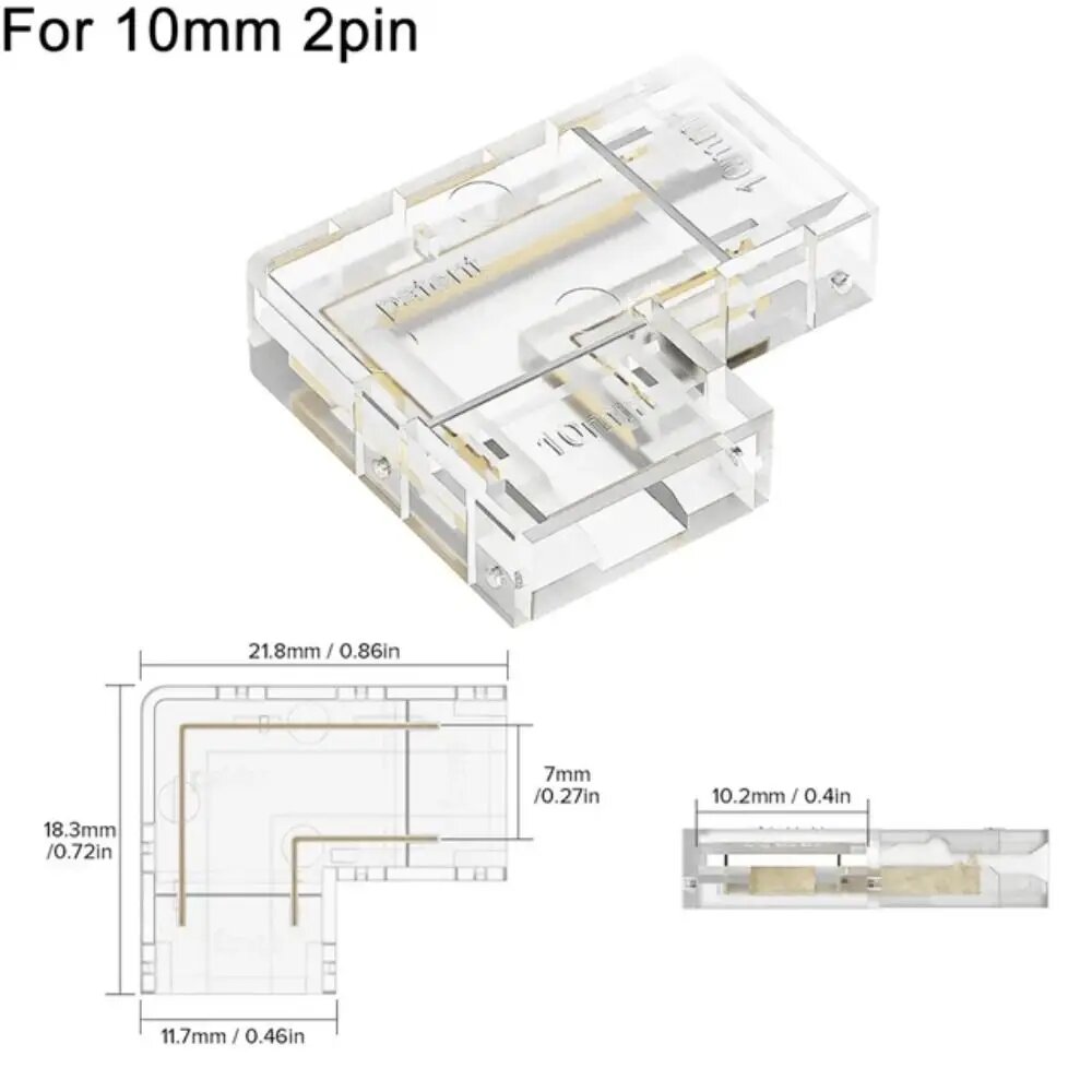 Светодиодные разъемы COB, 90 градусов, 5/8/10 мм, без пайки для лент RGB, 2/3/4-контактный