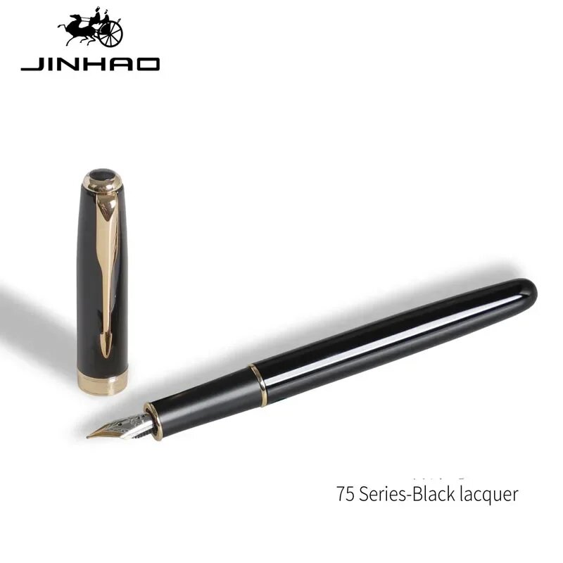 Перьевая ручка Jinhao 75 черная/красная 0,5 мм Black-Gold