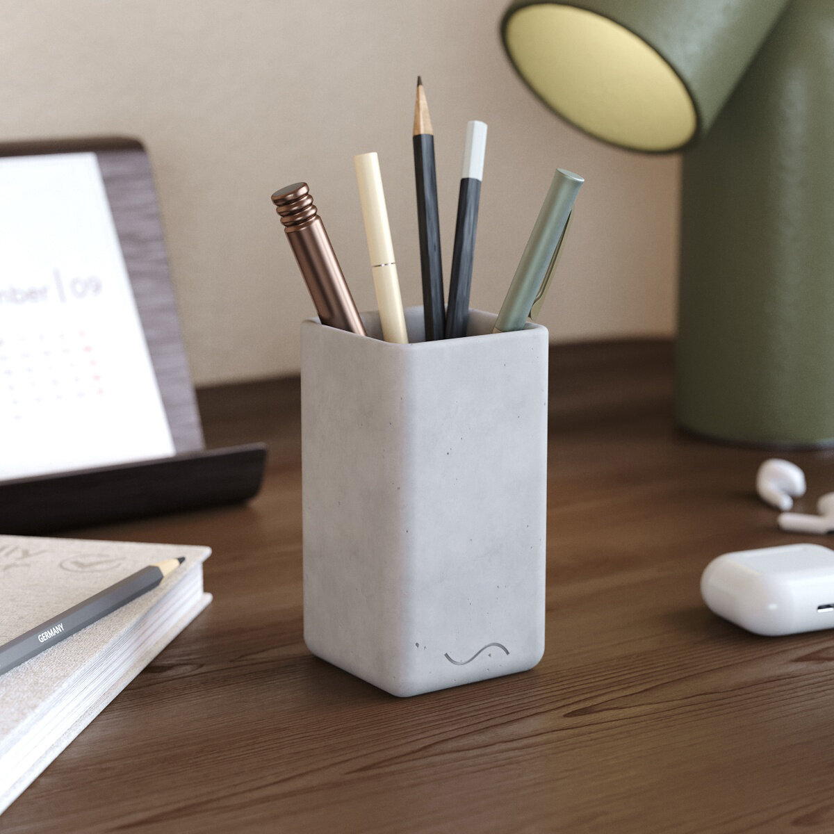 Стакан канцелярский, органайзер для ручек и карандашей Emily Slim, 6x6x11 см, серый матовый