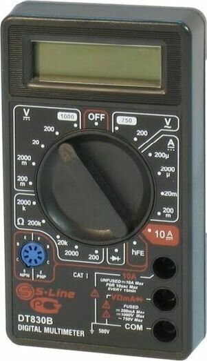 Мультиметр S-LINE DT-830B для теста диодов, транзисторов, измерения тока, напряжения, сопротивления и др, 1 шт