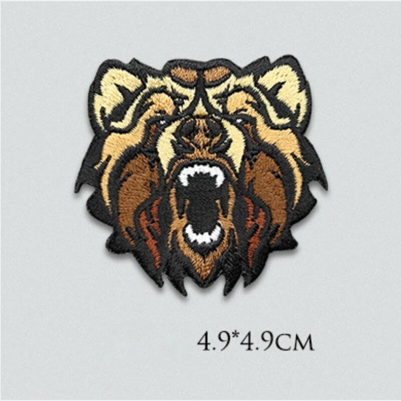 Вышитые нашивки PGY HEHUOREN с медведем, тигром, львом, волком Коричневый, N7-BT6376