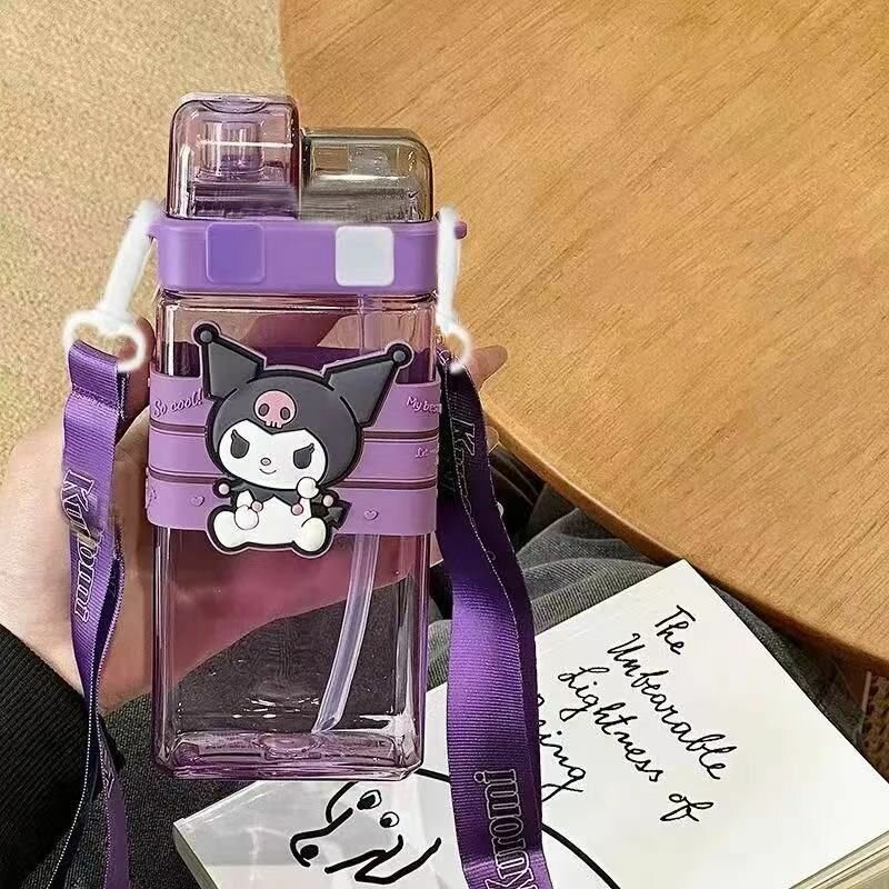 Детская бутылка для воды 500 мл с трубочкой, персонажи Kuromi, Hello Kitty, My Melody, для школы, спорта и прогулок