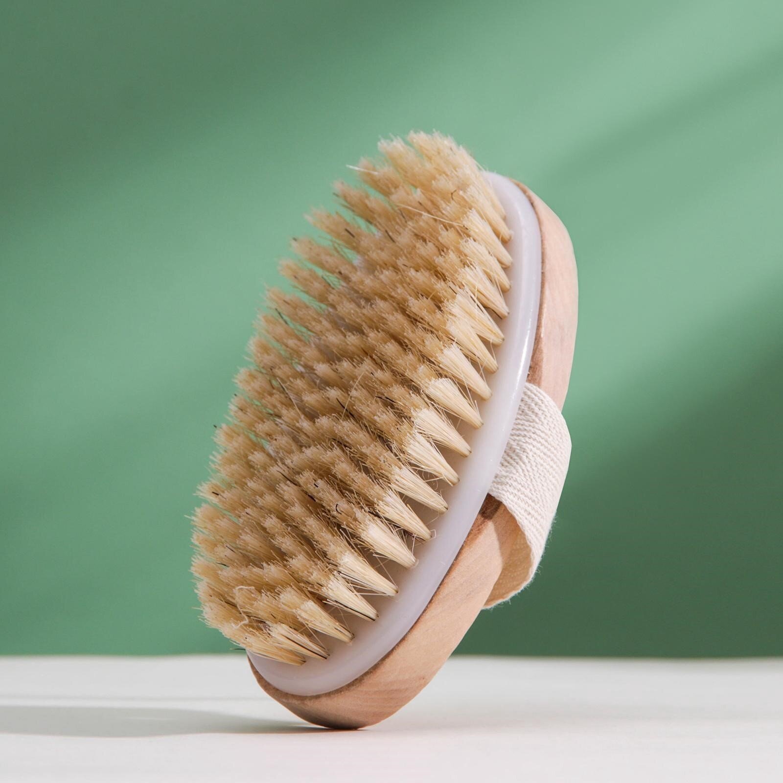 Щетка для тела Доляна "Сухой массаж", натуральная щетина, бежевая