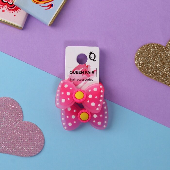 Резинки для волос QF «Крошка», набор 2 шт, бантик, 3 см,