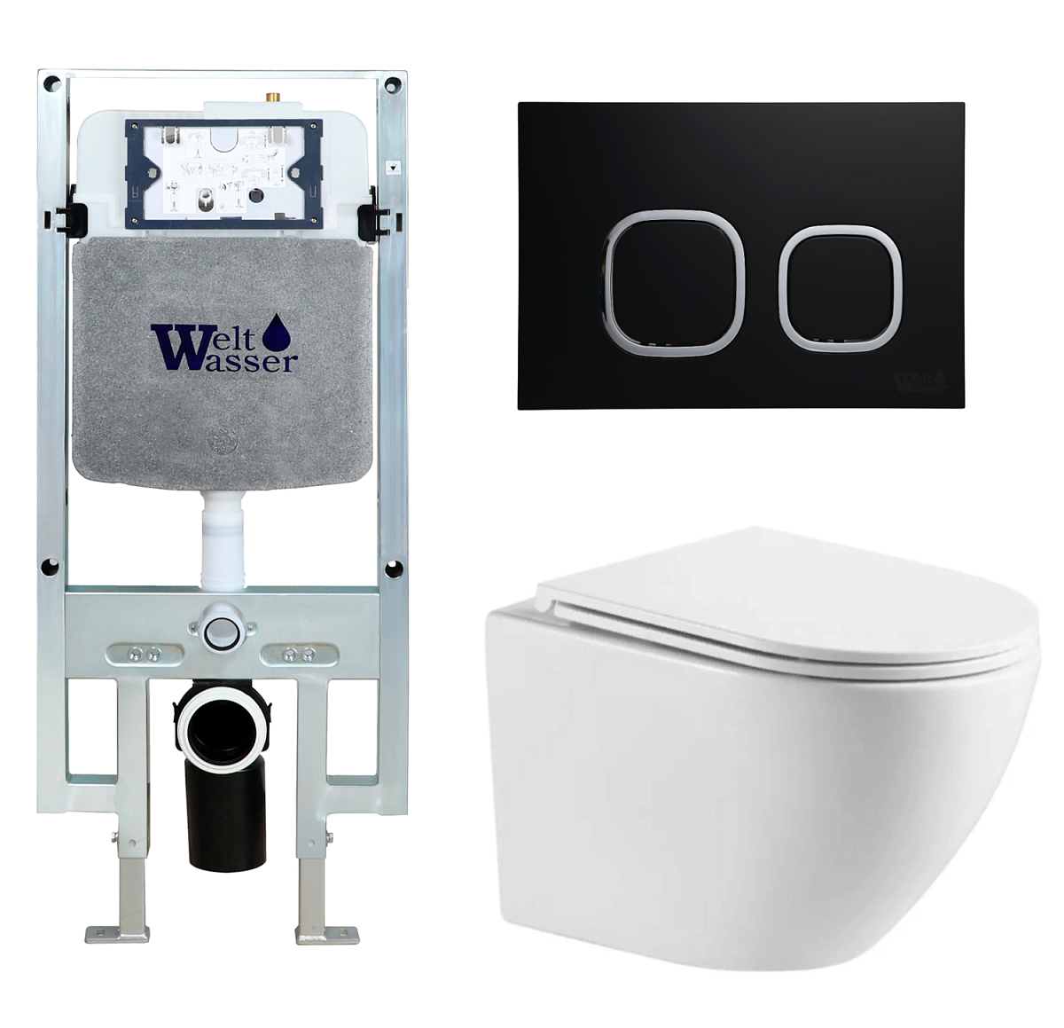 Унитаз с инсталляцией WeltWasser AMBERG 497 ST + MERZBACH 043 MT-WT + AMBERG RD-BL
