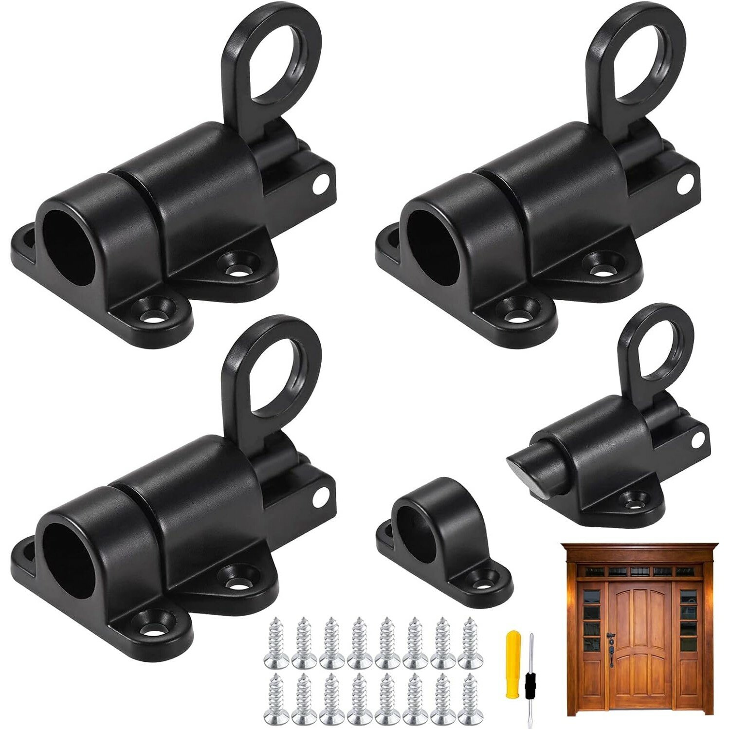 4 шт Задвижка (засов) пружинная для дверей и ворот (положение закрыто)