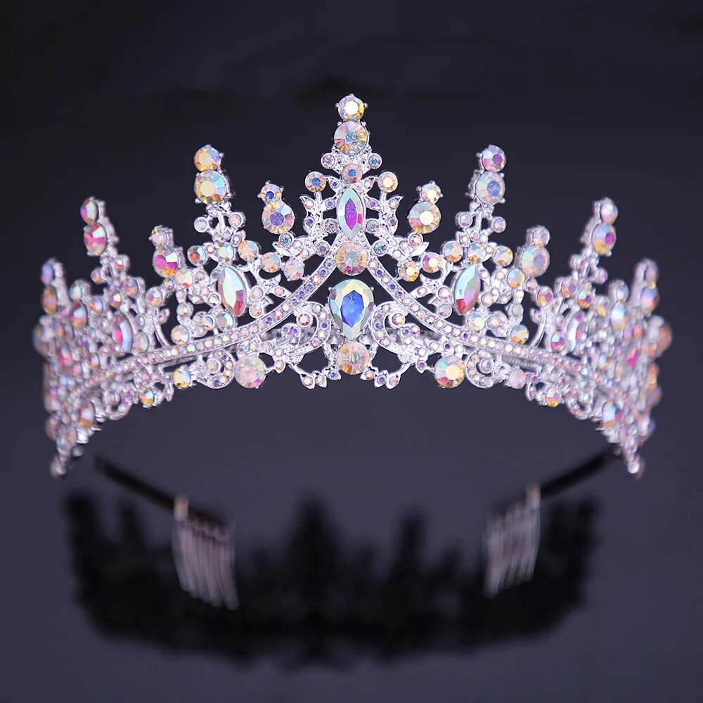 Тиара DIEZI барокко silver AB, горный хрусталь