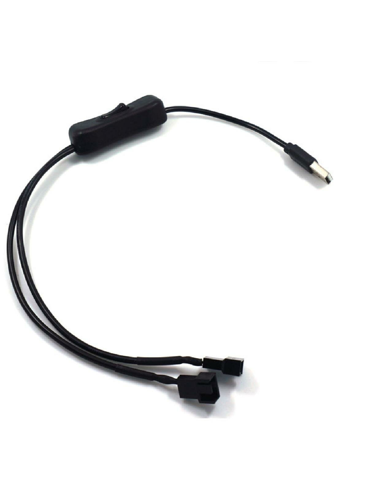 40cm / 15.75in Fan Power Adapter Cable 1 to 2 Ways USB to 3 / 4 Pin PWM 5V Fan Connector with On / Off Switch, 22AWG