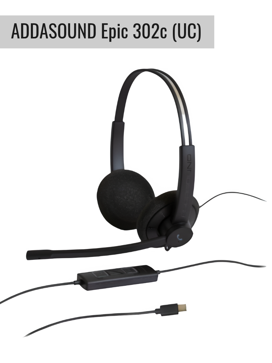 Профессиональные наушники ADDASOUND Epic 302c (UC) с микрофоном, USB-C, Stereo (Стерео) (ADD-EPIC-302c)
