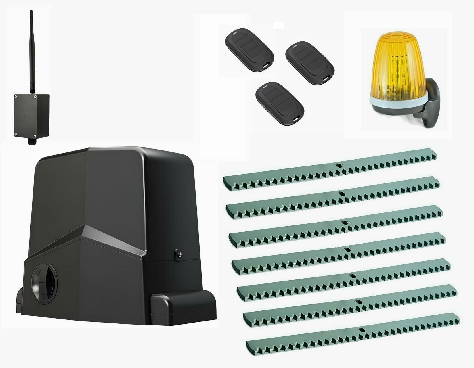 Автоматика для откатных ворот ARW-1000MKIT L7-BT-Т3, комплект: привод, сигнальная лампа, 3 пульта, 7 реек, Bluetooth-модуль