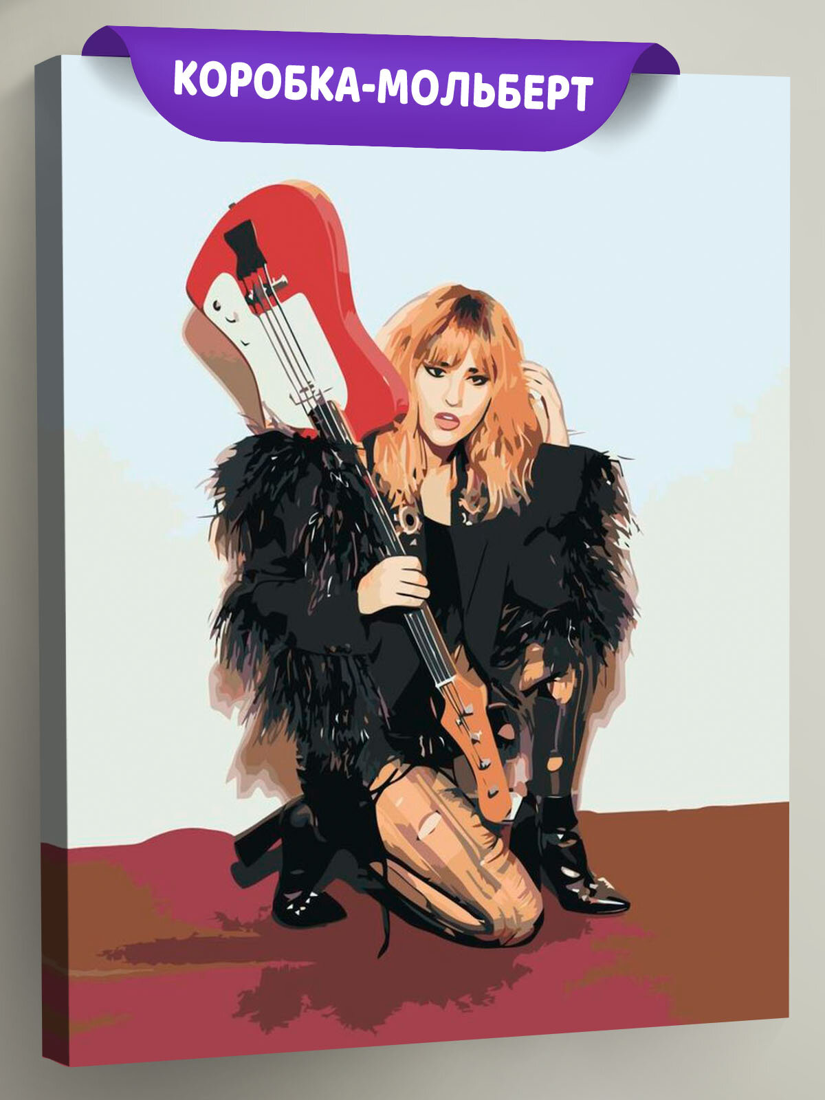 Картина по номерам на холсте с подрамником "Группа Maneskin Манескин: Виктория Де Анджелис с гитарой 2" Раскраска 40x50