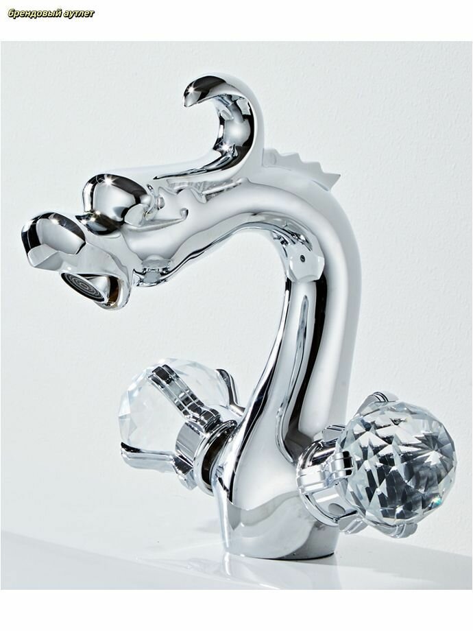 Смеситель для ванной комнаты в европейском стиле в форме дракона, двойная ручка из хрусталя, для горячей и холодной воды, латунь