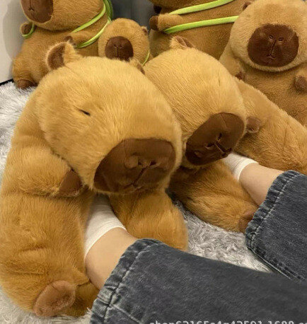 Тапки животное капибара мягкая обувь с нескользящей подошвой для теплой зимней носки хлопковые обувь