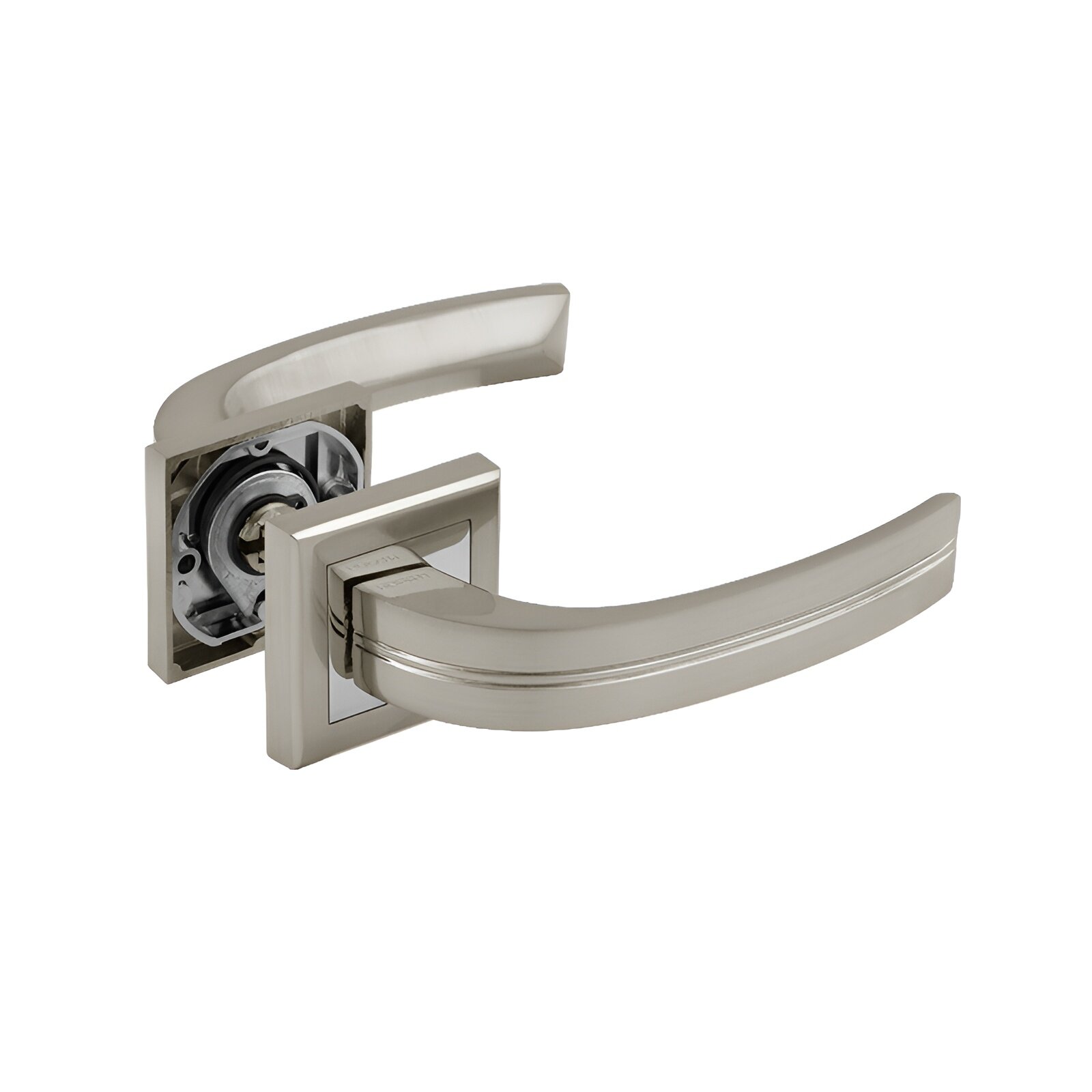 Ручка дверная "Нора-М" 106К AL, квадратная розетка, цвет: матовый никель