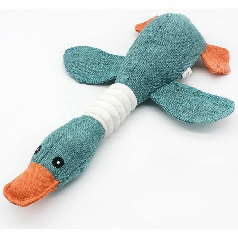 Прочная игрушка для собак и кошек, пищащая канатная игрушка в виде гуся с кожаной оболочкой