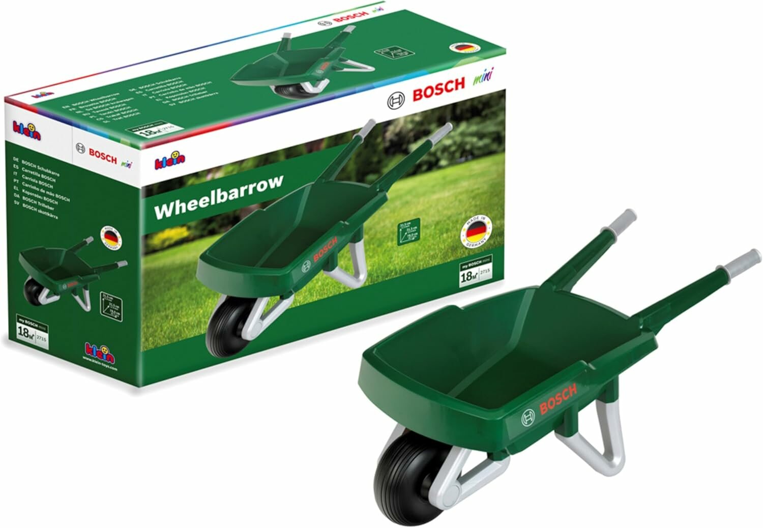 Игровая садовая тачка Klein - Bosch, прочная тачка для маленьких садоводов, 80 см x 34 см x 31,5 см - 2715