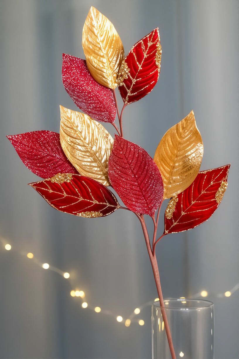 Декоративная ветка сицилийская весна - красный апельсин, полиэстер, 64 см, Winter Deco 2007736