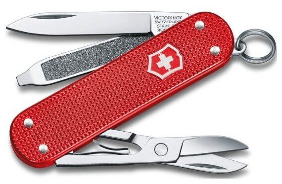 Нож-брелок Victorinox Classic SD Alox Colors Sweet Berry, 58 мм, 5 функций, красный