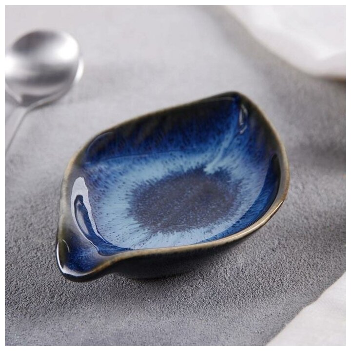 Соусник 60 мл "Лунная тропа", 10x6,5x1,5 см, керамика, цвет синий, соусница