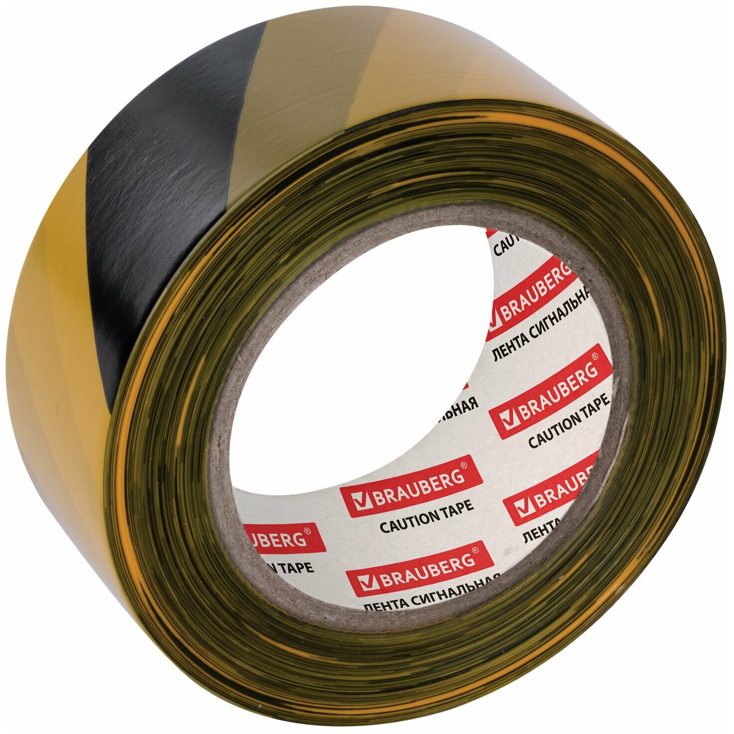 Лента оградительная сигнальная желто-черная, 50 мм х 200 м, BRAUBERG "Грандмастер", полиэтилен, 604891