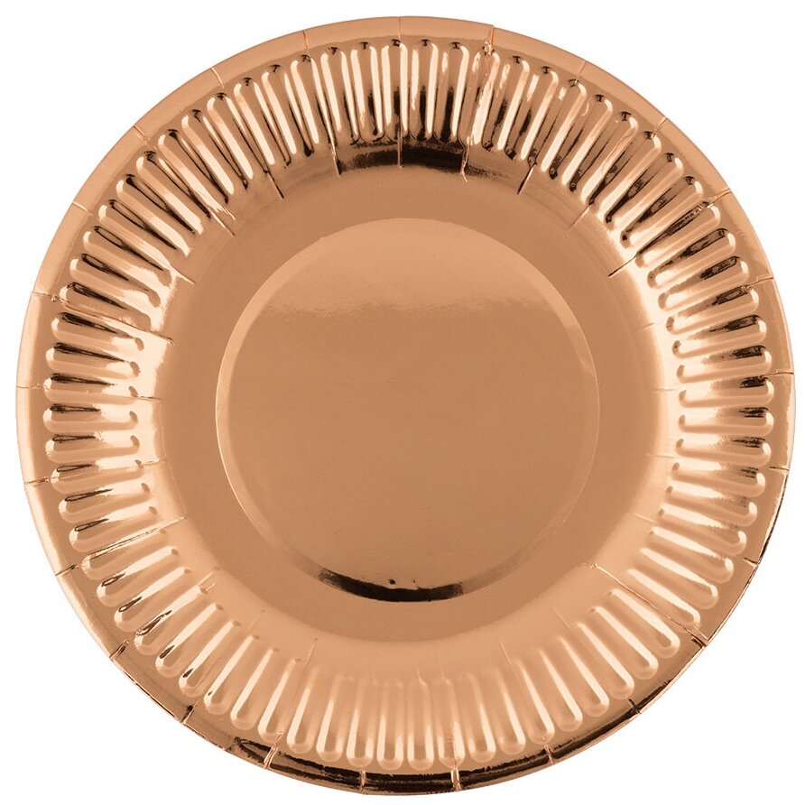 BOOMZEE TRL-11 Бумажные тарелки круглые 18 см, 6 шт, под бронзу для сервировки праздника