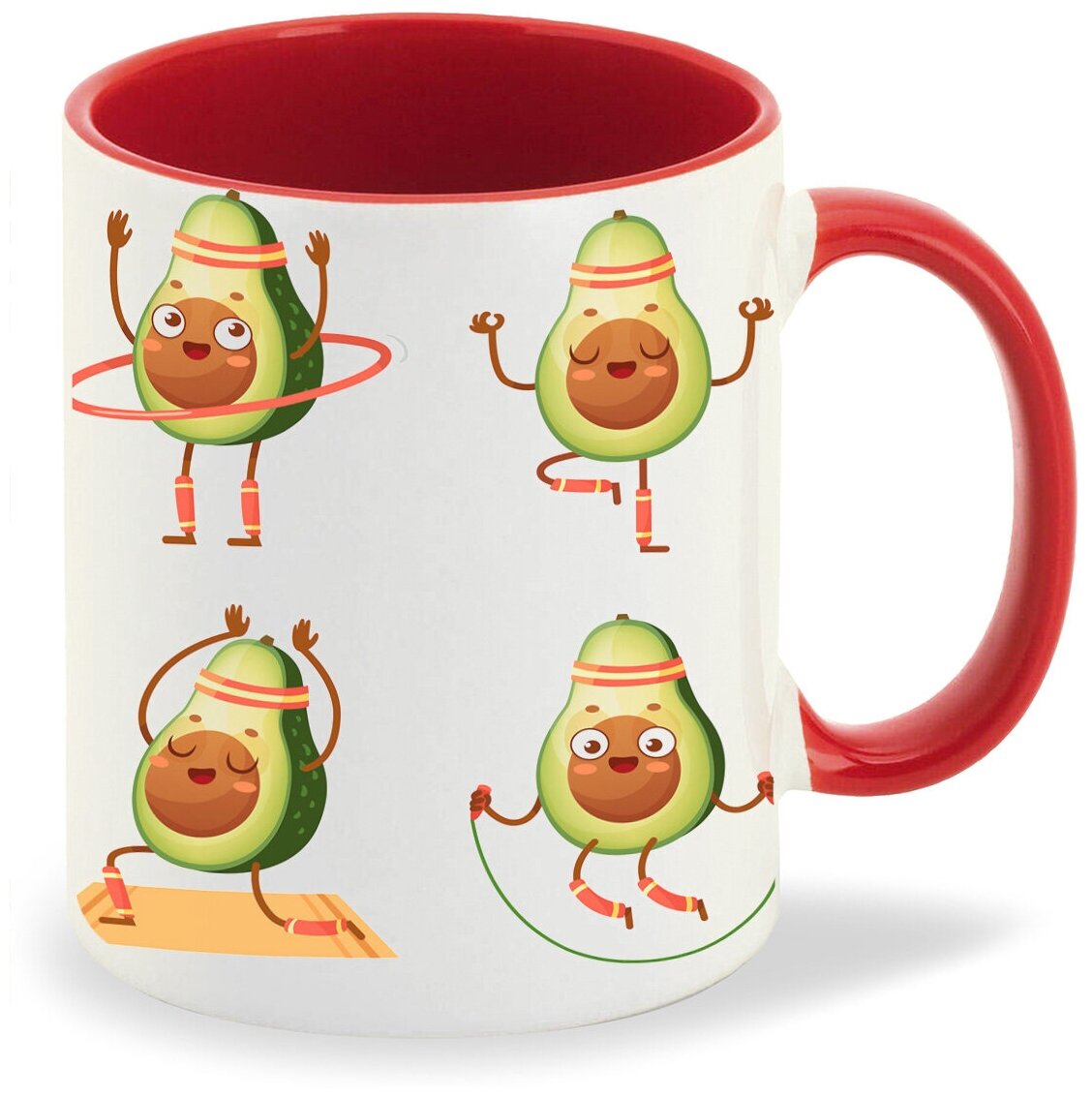 Кружка красная CoolPodarok Coolpodarok Авокадо фитнес (занятие спортом)