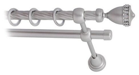 Карниз металлический Рим, 2-рядный, витой, D-16/16 мм, цвет Сатин, 1,8 м.