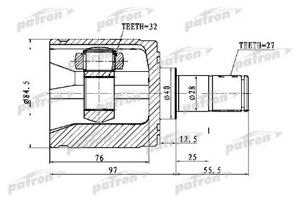 Шрус HONDA CR-V RD1/RD2 97-01 внутр. прав. PCV1022 PATRON