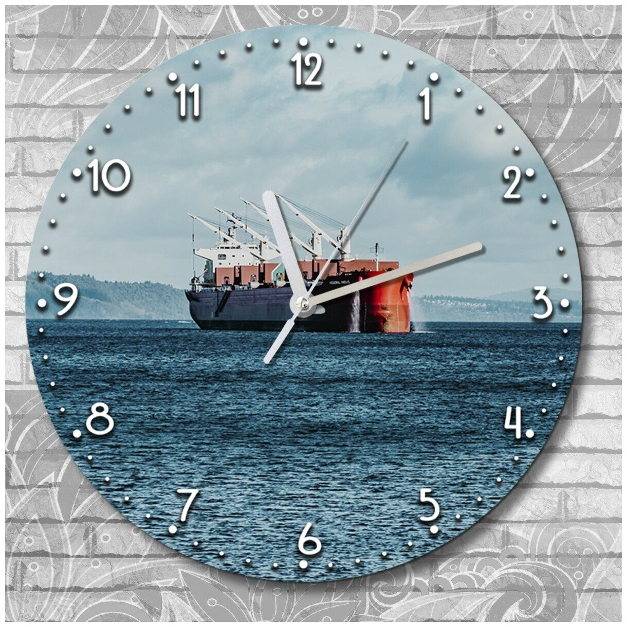 Настенные часы УФ пейзаж (корабль, ship, море, океан, вода, плавание, путешествия, красивый пейзаж) - 2138
