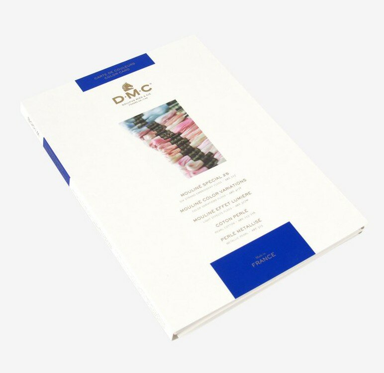 Карта цветов DMC с образцами 500 оттенков мулине и металлизированных нитей (живые нитки) W100B