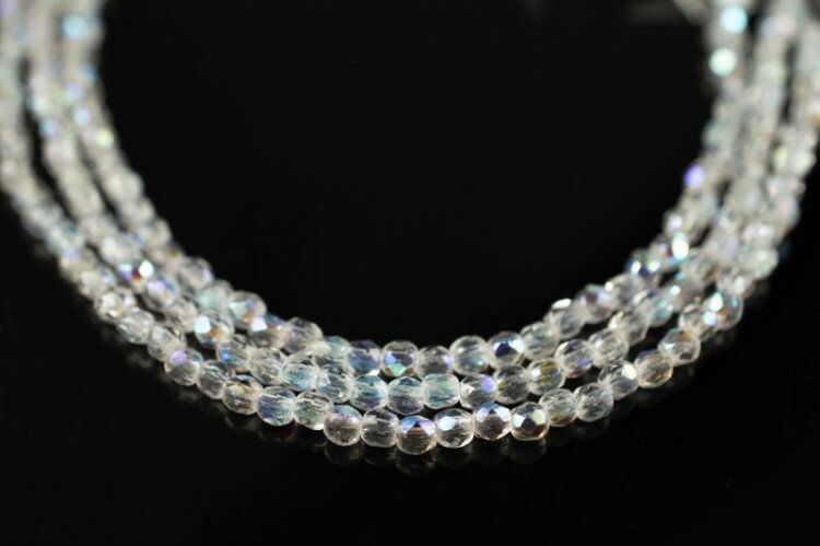 Бусины граненые Firepolish 2мм, отверстие 0,6мм, цвет X00030 хрусталь АВ, 712-007, 50шт