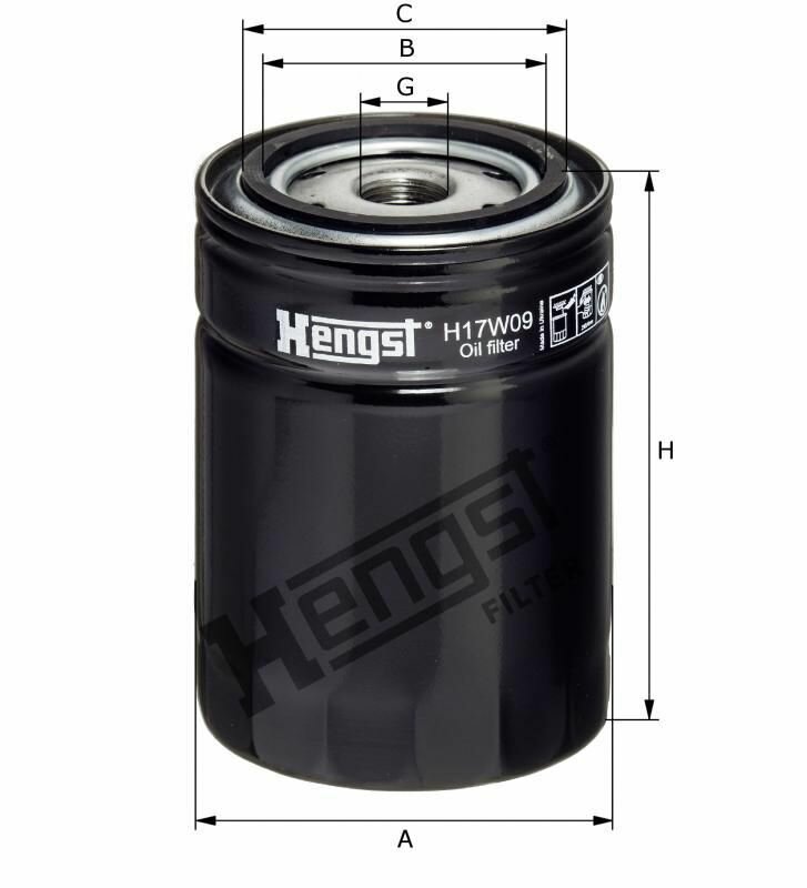 Фильтр масляный Hengst H17W09 (W 936/4) John Deere,