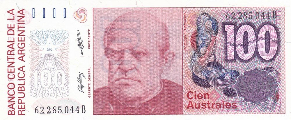 Аргентина 100 аустралей 1987-1990 гг.