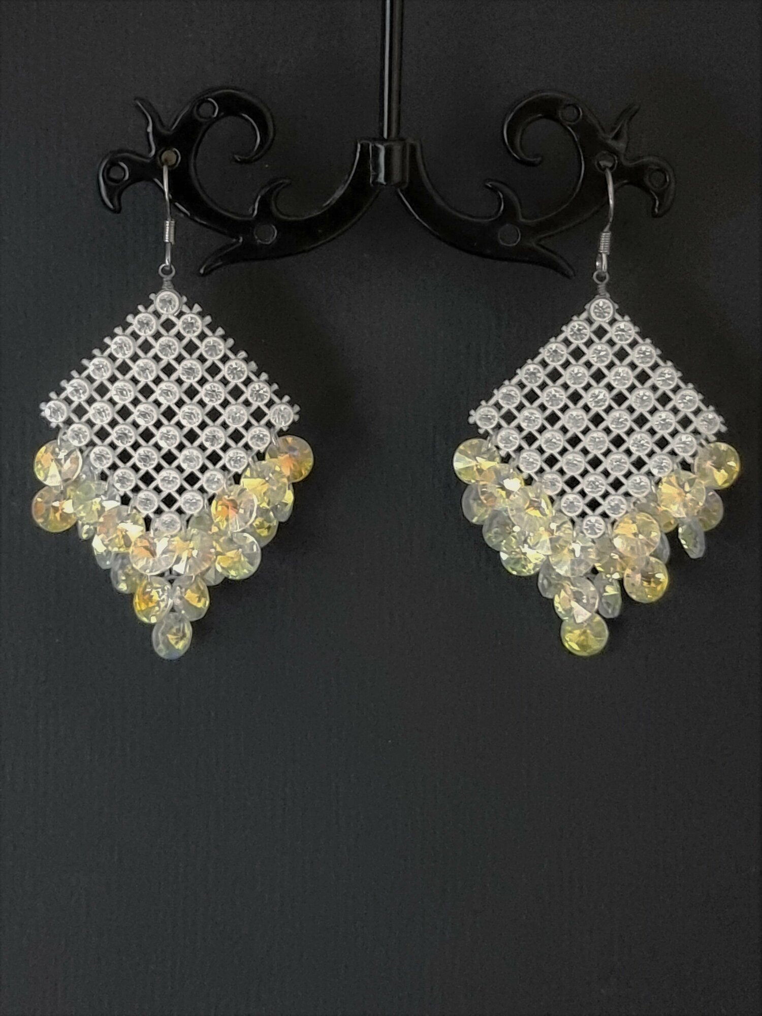 Серьги, хрусталь, кристаллы Swarovski