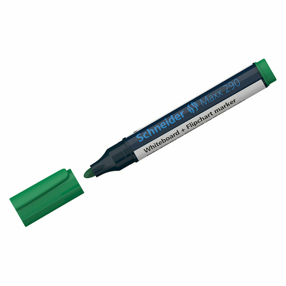 Маркер для белых досок и флипчартов Schneider "Maxx 290" зеленый, пулевидный, 3мм, 029075