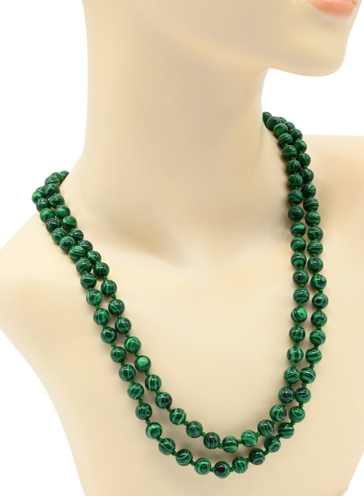 Бусы, малахит синтетический