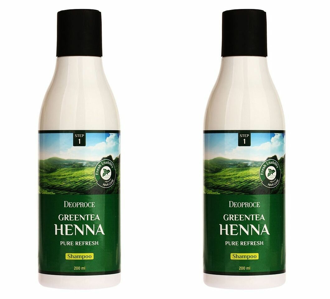 Deoproce Шампунь для волос с зеленым чаем и хной Green Tea Henna Pure Refresh Shampoo, 200 мл, 2 шт