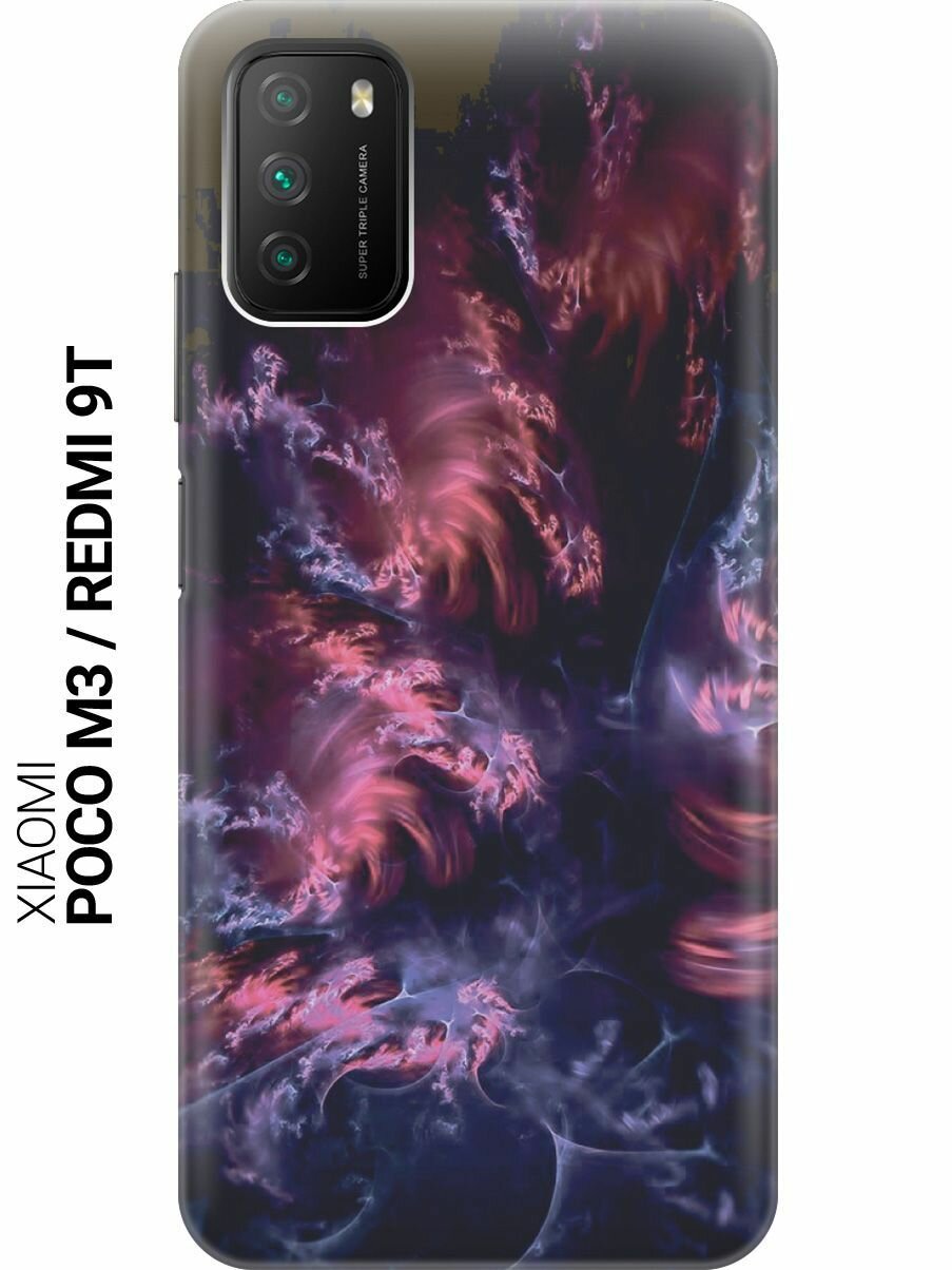 Силиконовый чехол на Xiaomi Redmi 9T, Poco M3, Сяоми Поко М3, Сяоми Редми 9Т с принтом "Розово-фиолетовые молнии"