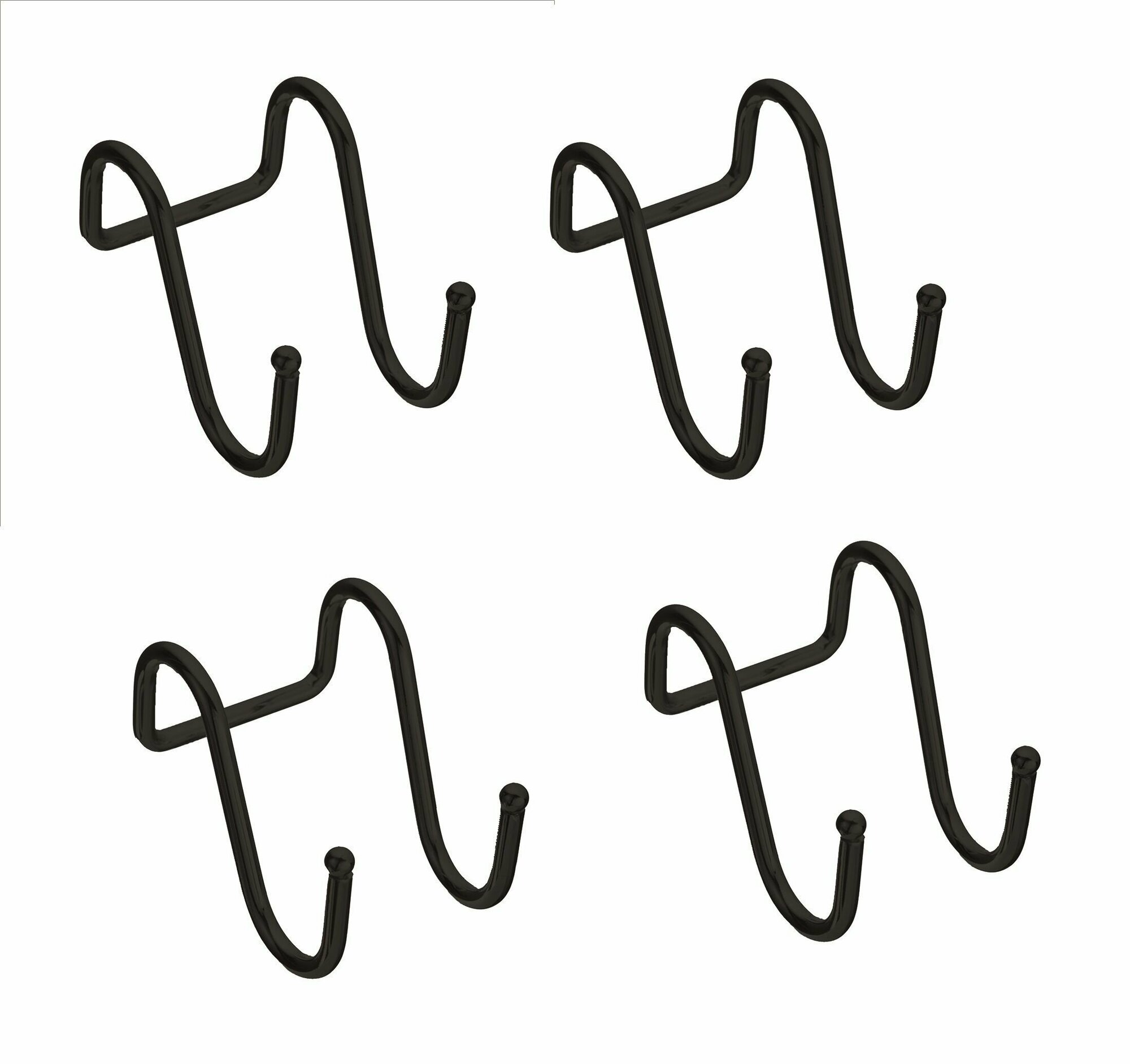 Крючок для рейлинга двойной, черный (4 шт)