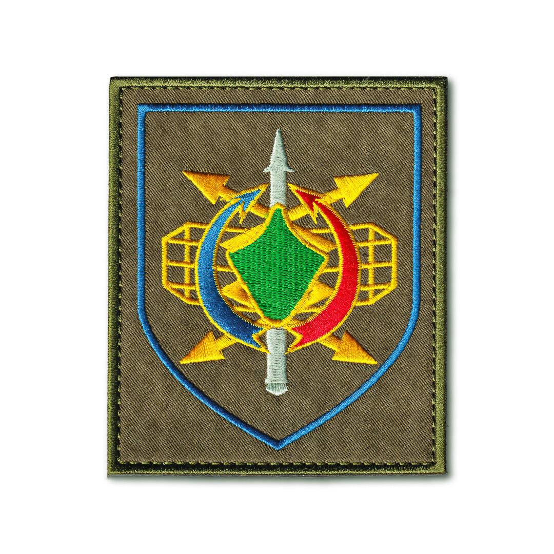 Нашивка ( Шеврон ) На Рукав 25-й Радиотехнический Полк ( в/ч 86655 ) Приказ №300 Оливковая (Оливковый / На липучке)