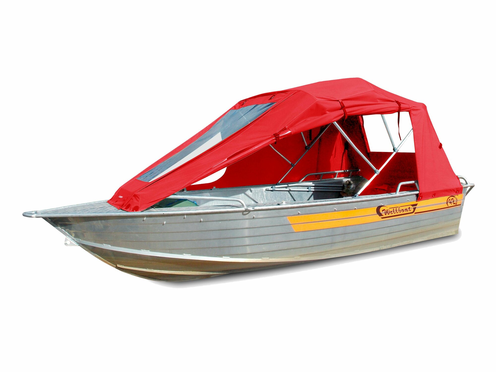 Wellboat-42. Вельбот-42. Тент ходовой с дугами с креплениями