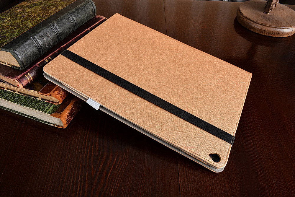 Защитный чехол MyPads для ASUS Transformer 3 Pro T303UА (GN052T) 12.6 с отделением под клавиатуру золотой кожаный