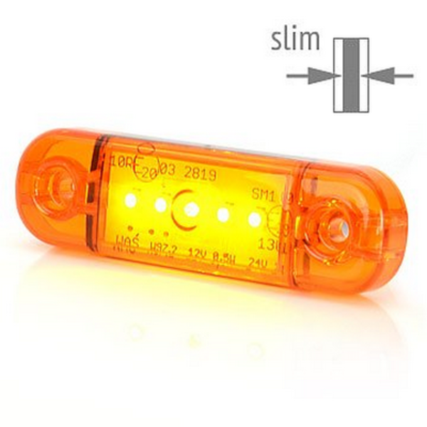 WAS 711 фонарь габаритный боковой желтый 12v-24v led провод 23cm\