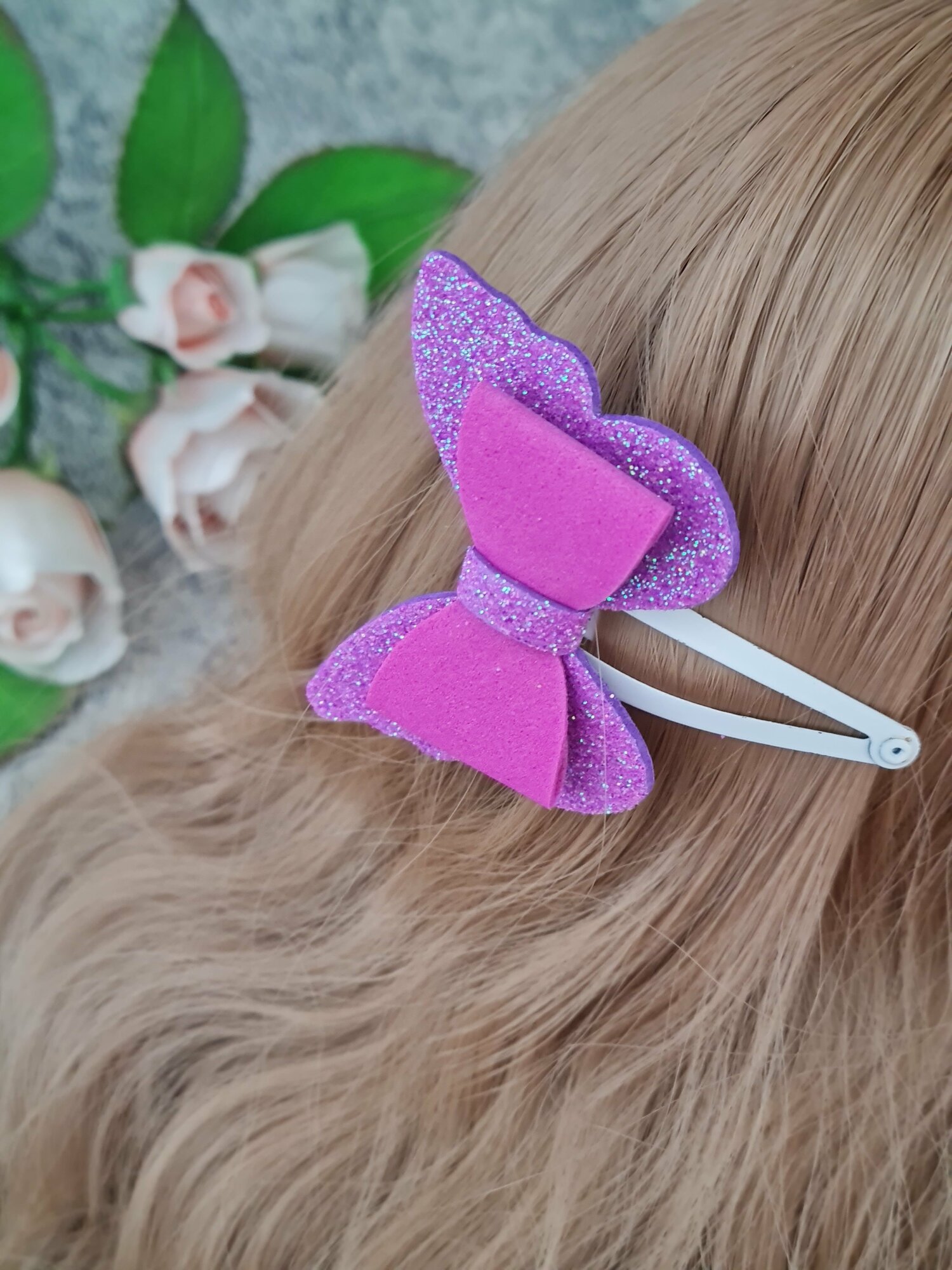 Заколка для волос "Бабочка"розовая