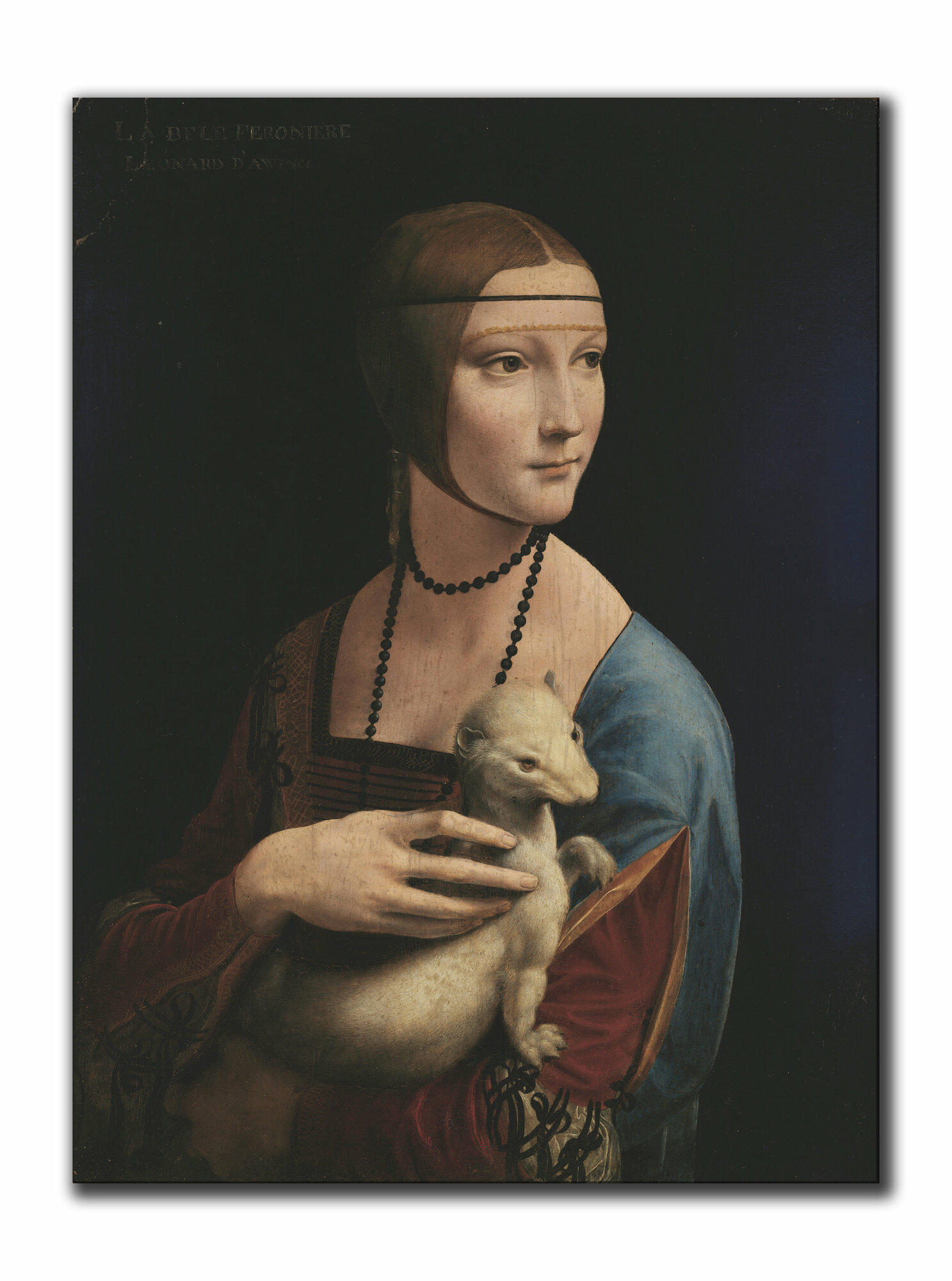 Картина для интерьера на холсте Леонардо да Винчи «Дама с горностаем» 40х54, холст натянут на подрамник
