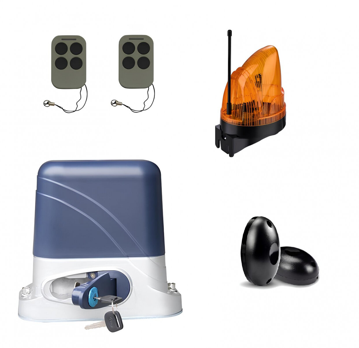 Автоматика для откатных ворот KSL-1300 FULL-1K, комплект: привод, 2 пульта, фотоэлементы, лампа