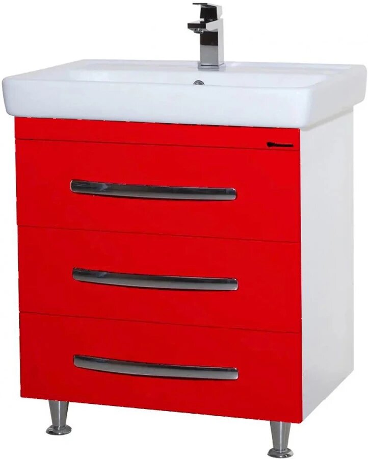 Тумба красный глянец/белый глянец 65 см Bellezza Рокко 4635311660030