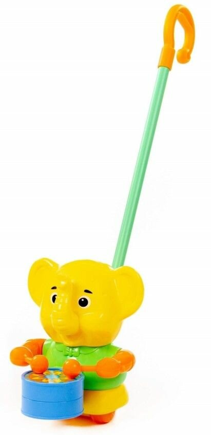 Детская каталка "Слонёнок", пластиковая игрушка для малышей с ручкой на палочке, для дома и улицы