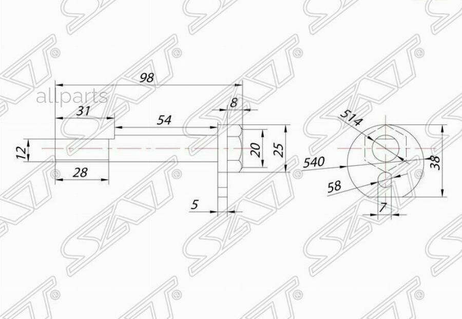 SAT ST-48190-22040 Болт эксцентрика Toyota Crown 95-01 / Mark II 92-00