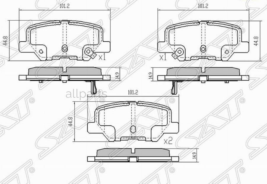 SAT ST-4605A802 Колодки тормозные (Сзади) Mazda 6 12- / Mitsubishi ASX 10-